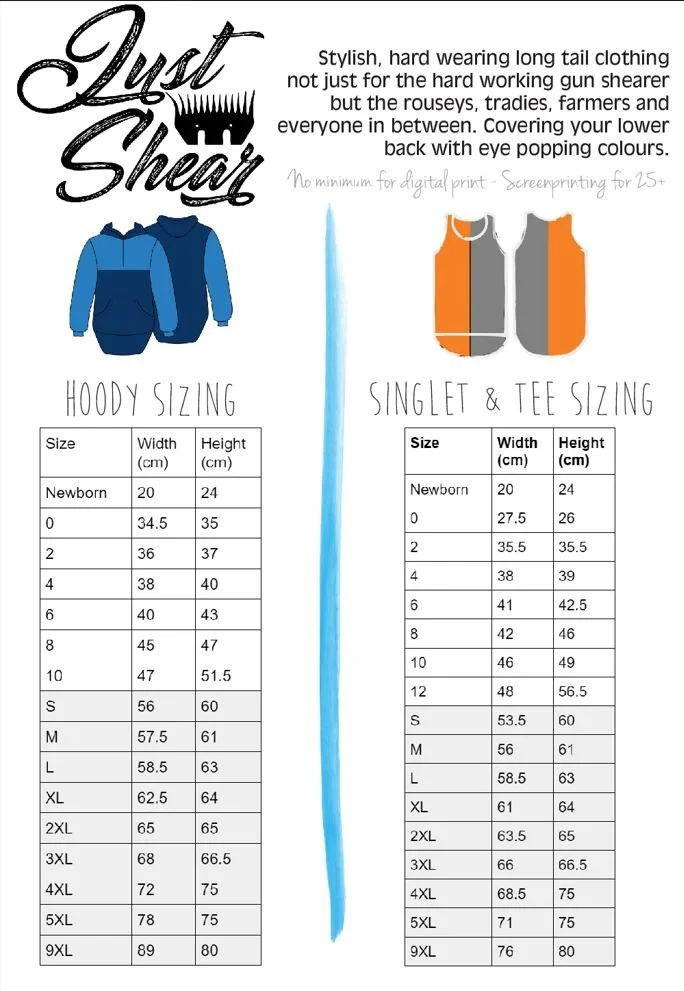 Size Chart Performance singlets — Ewe Beauty Apparel — Australian ...