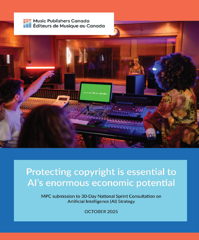 MPC Submission to Federal Government’s AI consultation — Music Publishers Canada