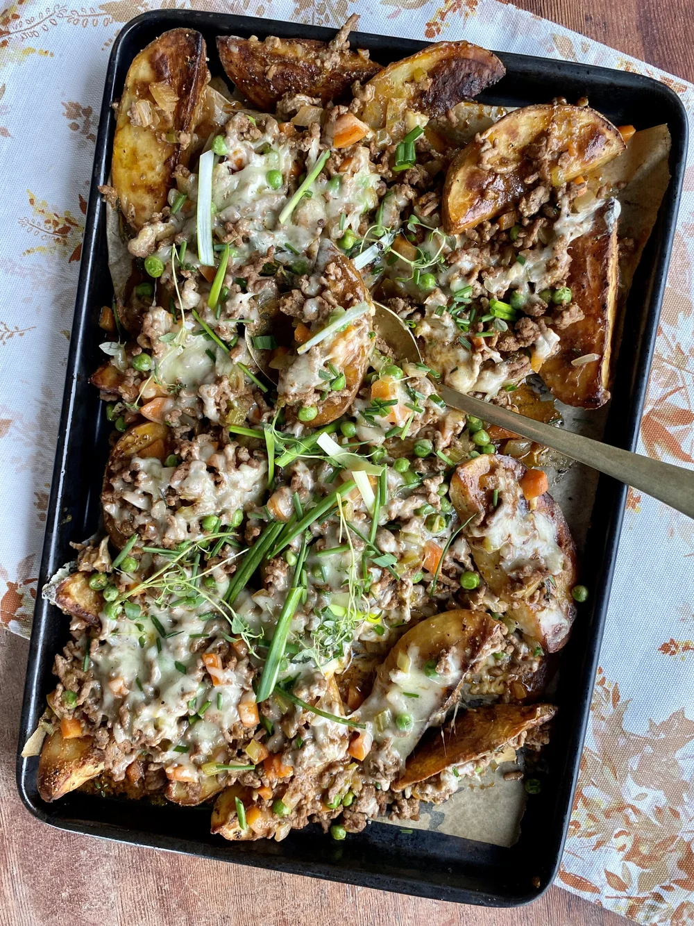 Savory Mince with Cheesy Potato Wedges
