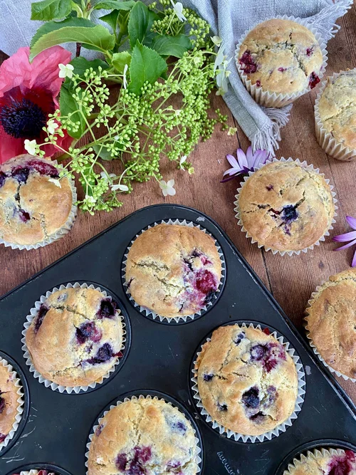 Frozen Summer Berry Muffins