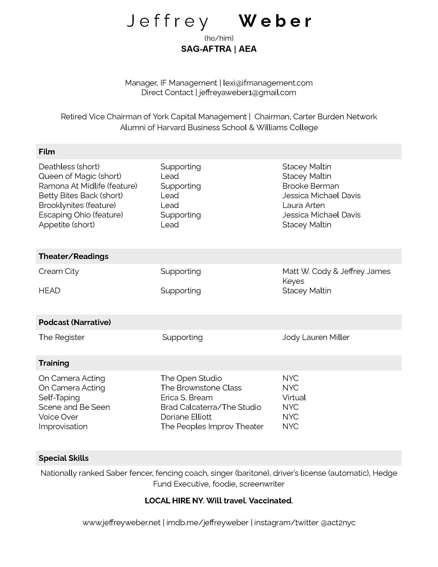 Resume — Jeffrey Weber