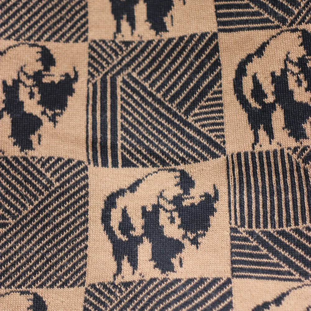 Buffalo Geometric Checkered Knit Scarf — Sapphire Alpaca