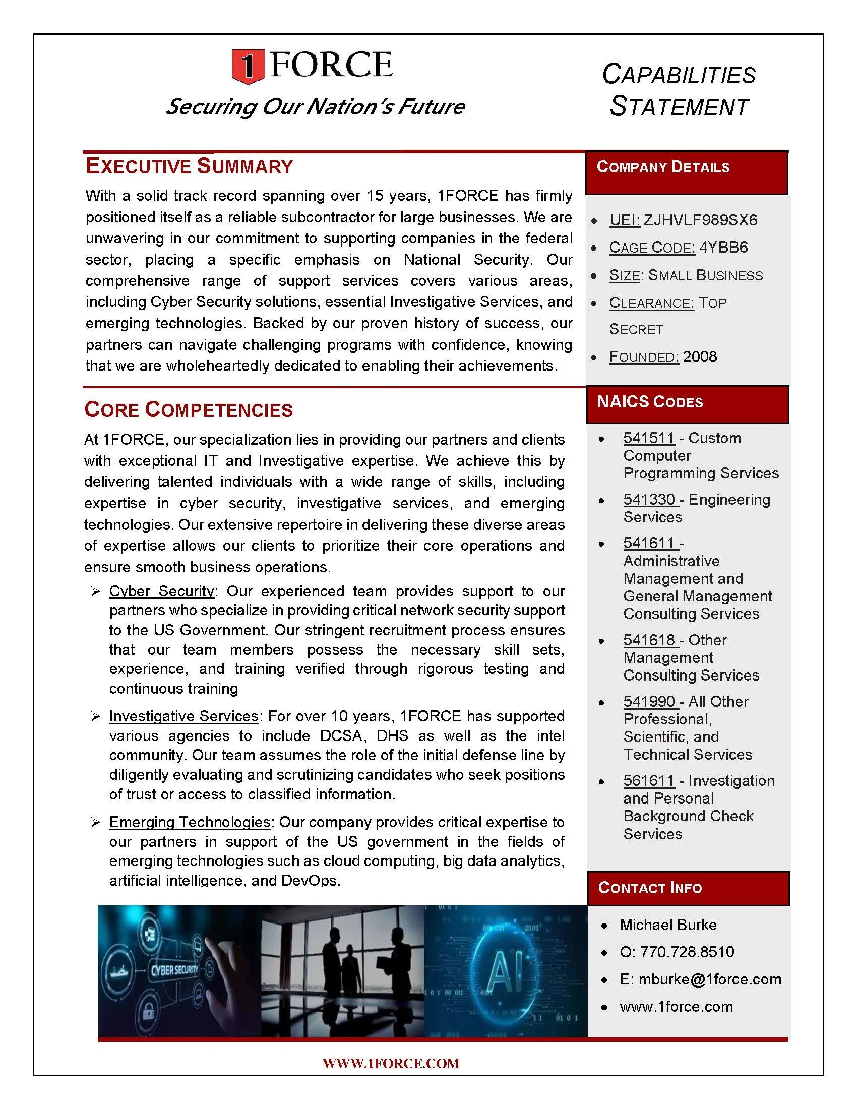 Capabilities Statement — 1FORCE