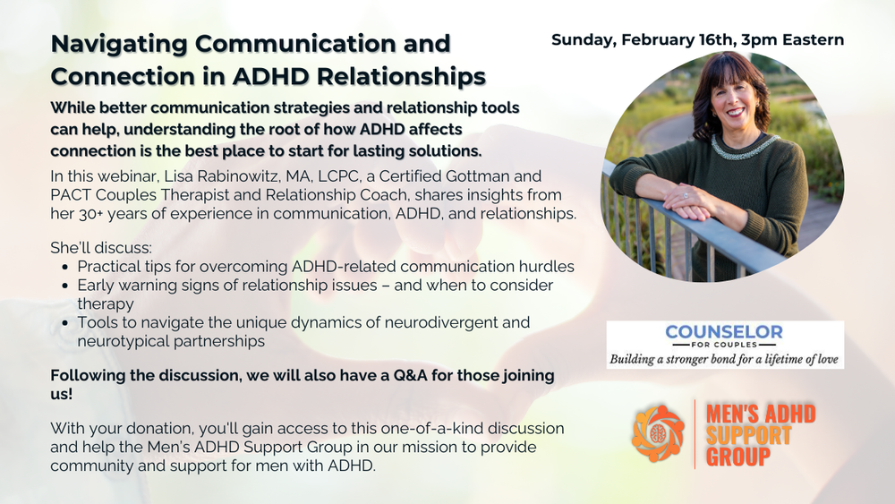 Upcoming Events — Men's ADHD Support Group