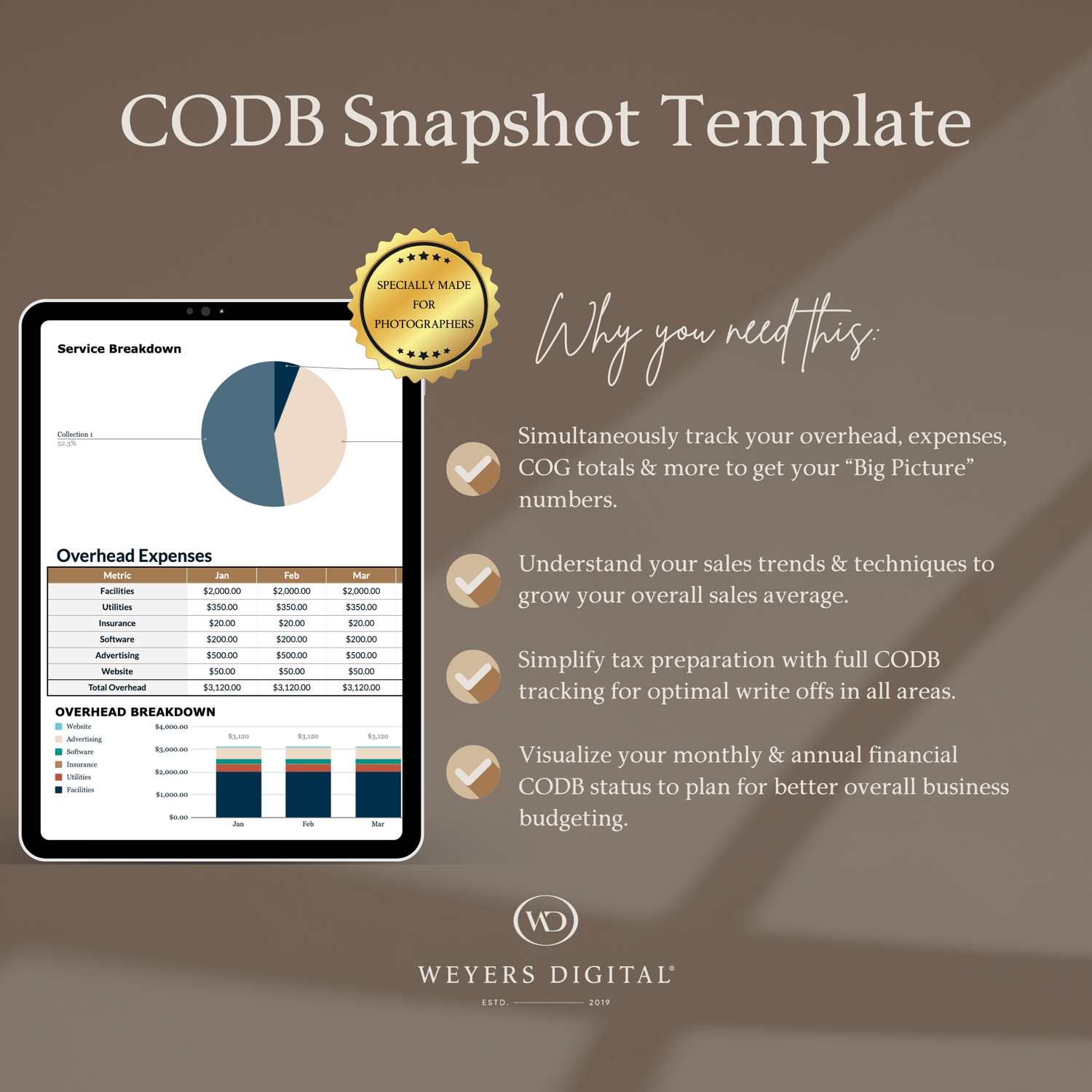 Photography Business Templates: Lead Tracking, Overhead & Sales ...