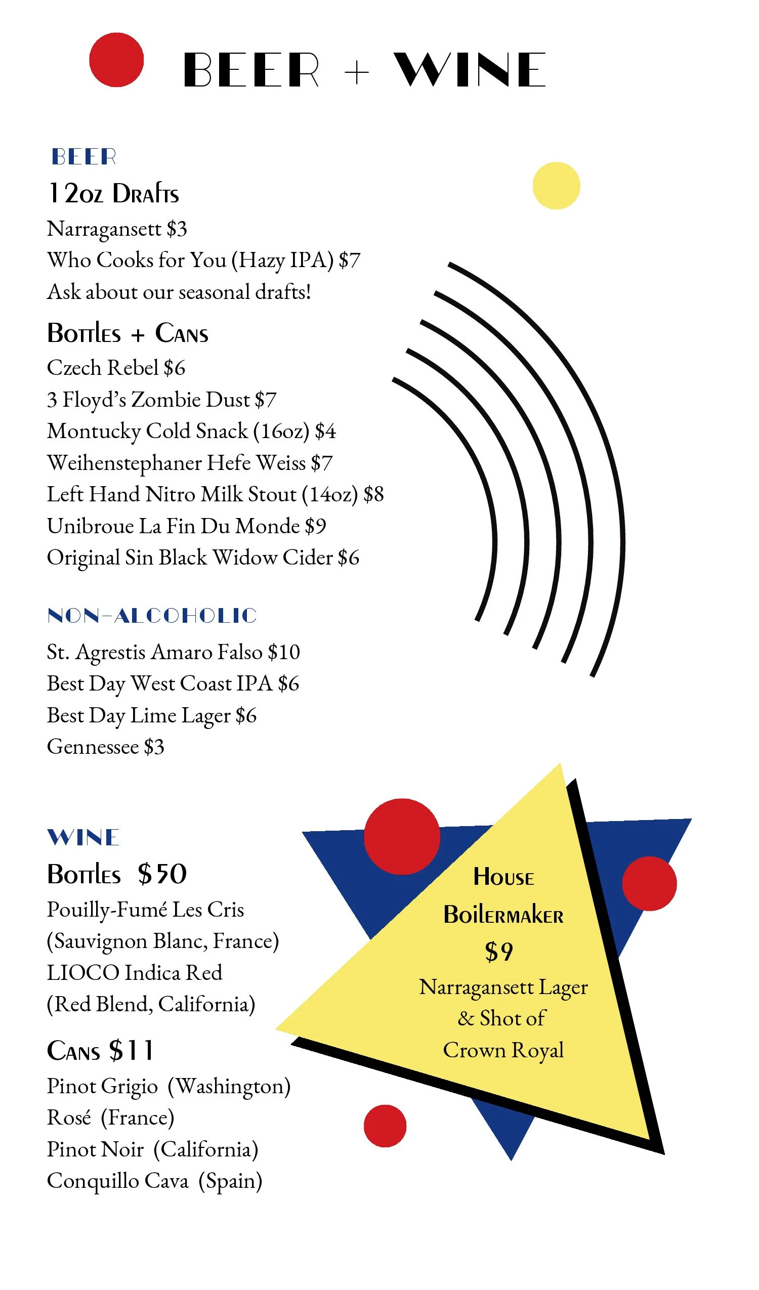 Menu 1 — Never Say Dive