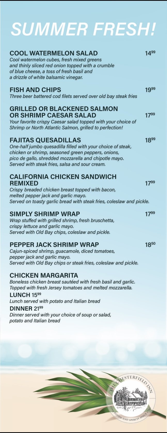 Specials — The Chesterfield Inn