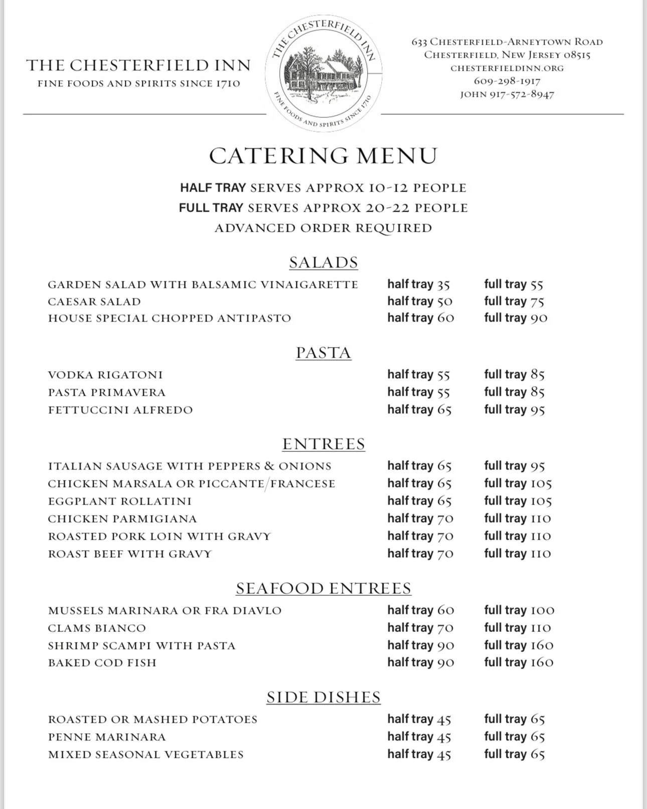 Catering — The Chesterfield Inn