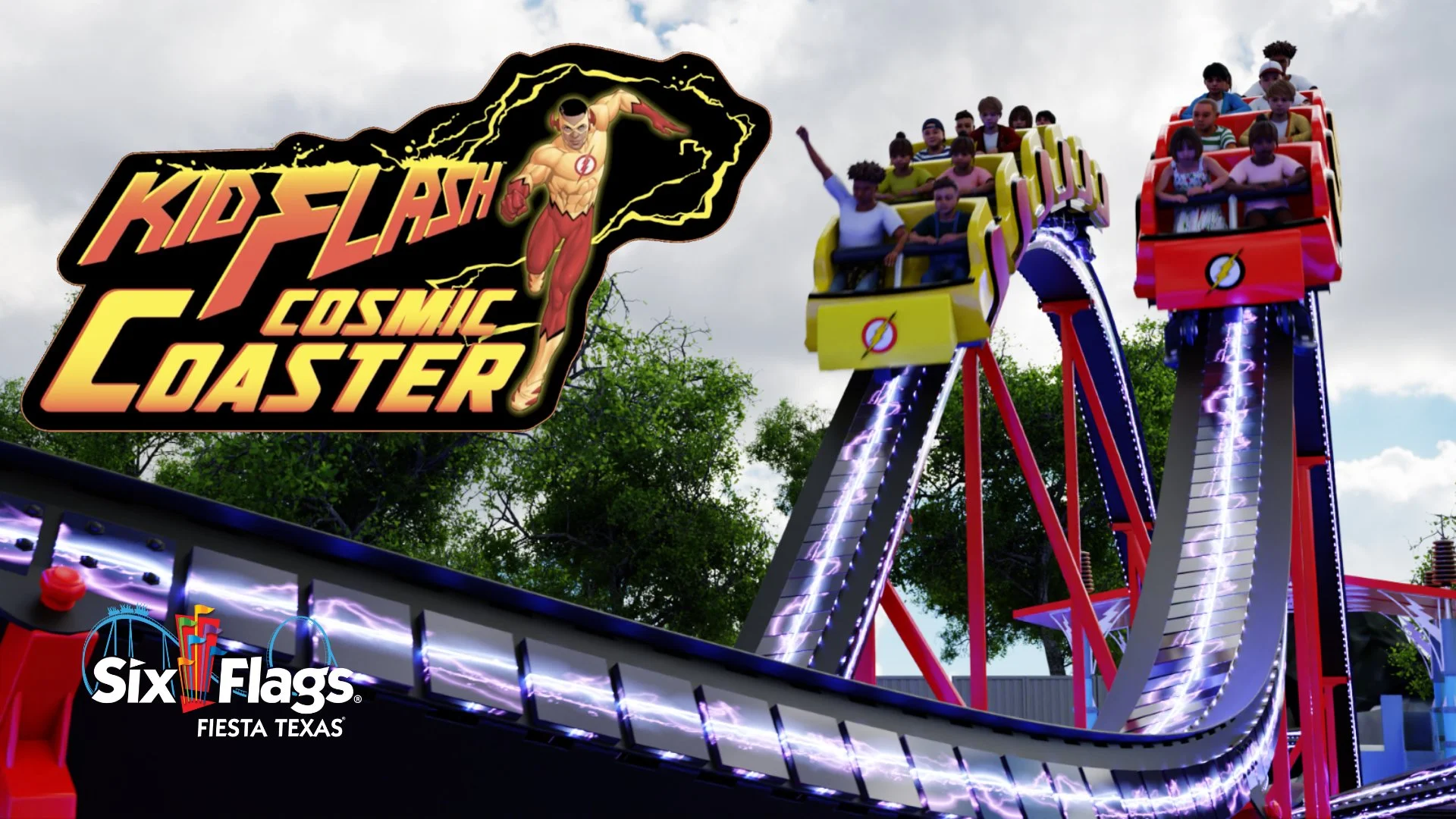 Kid Flash Cosmic Coaster Ride | Six Flags Fiesta Texas