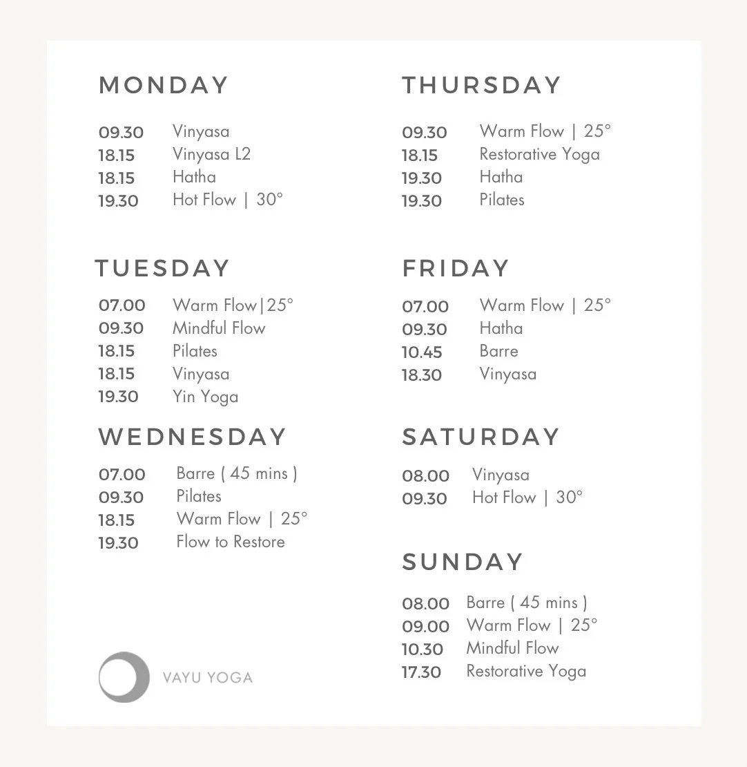 Vayu Yoga - Timetable - Guildford — Vayu Yoga