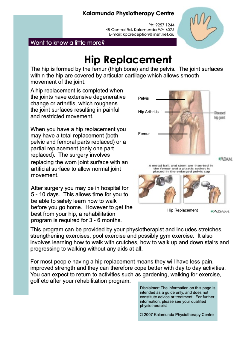 Hip Injury Fact Sheets — Kalamunda Physio