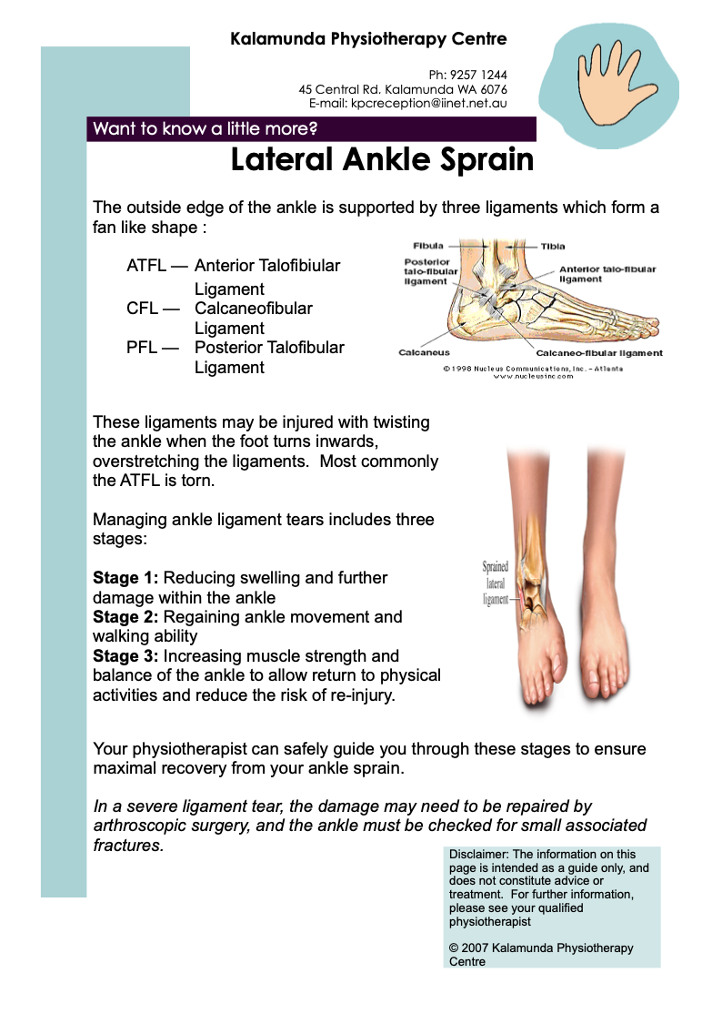 Feet & Ankle Injury Fact Sheets — Kalamunda Physio