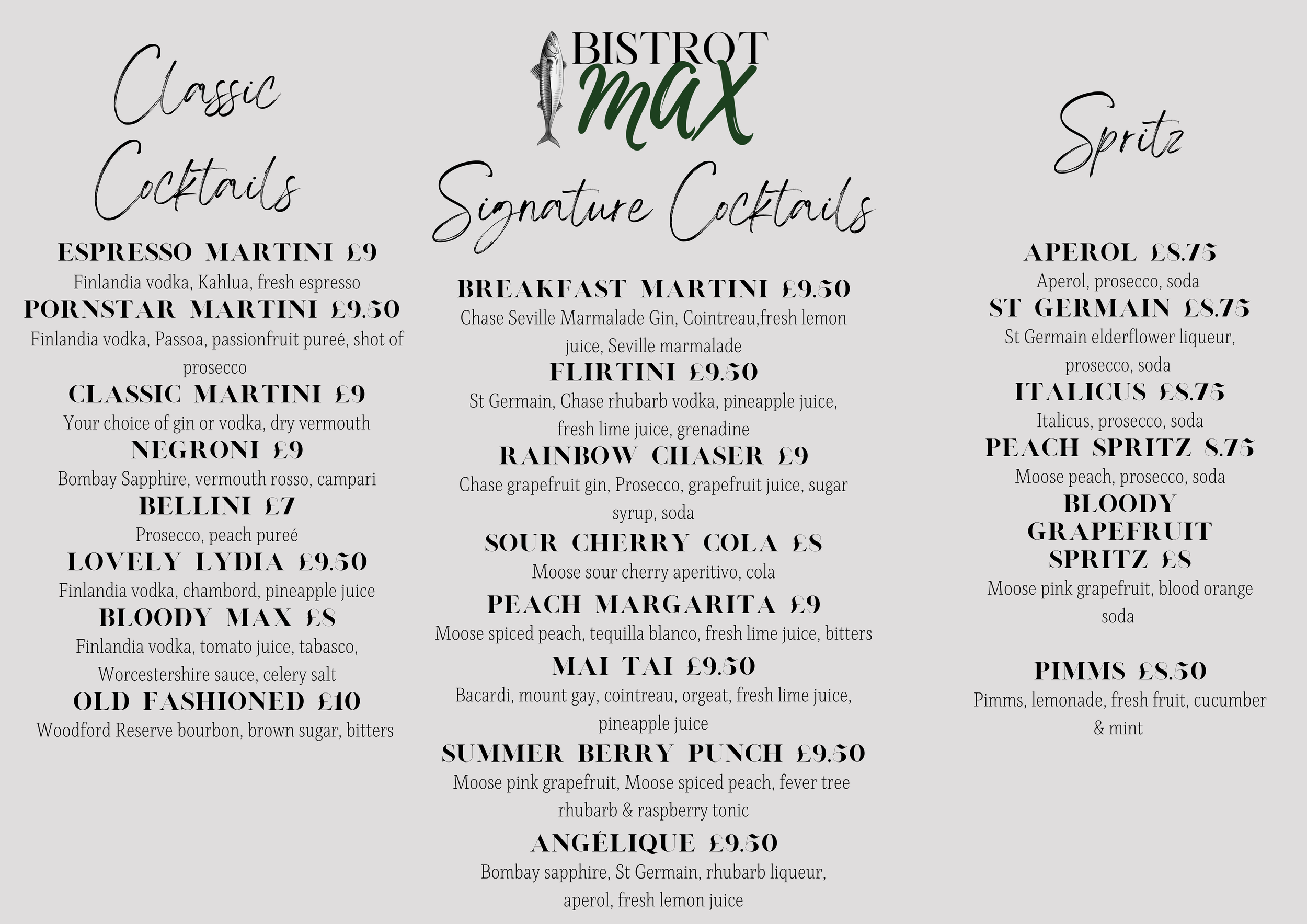 Menu 1 — Bistrot Max