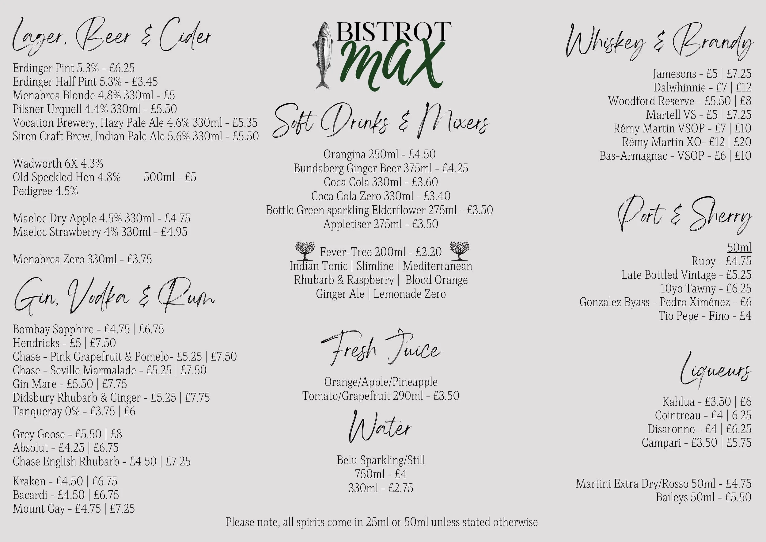 Menu 1 — Bistrot Max