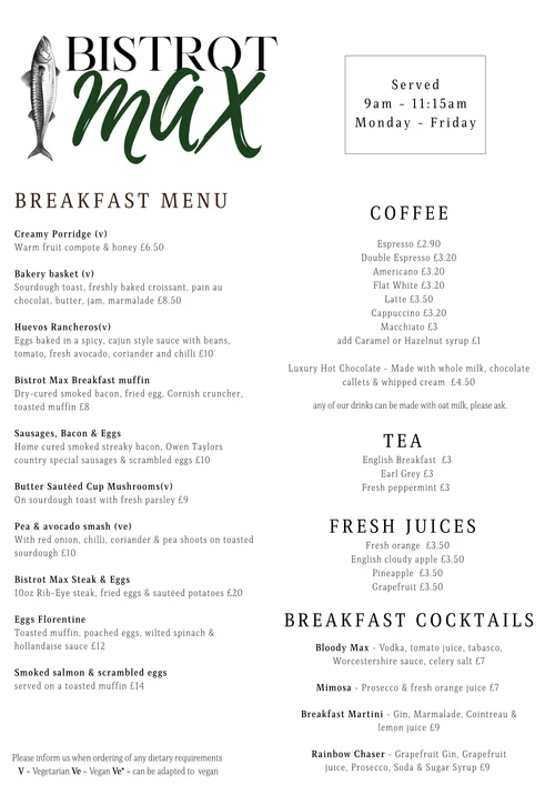 Menu 1 — Bistrot Max