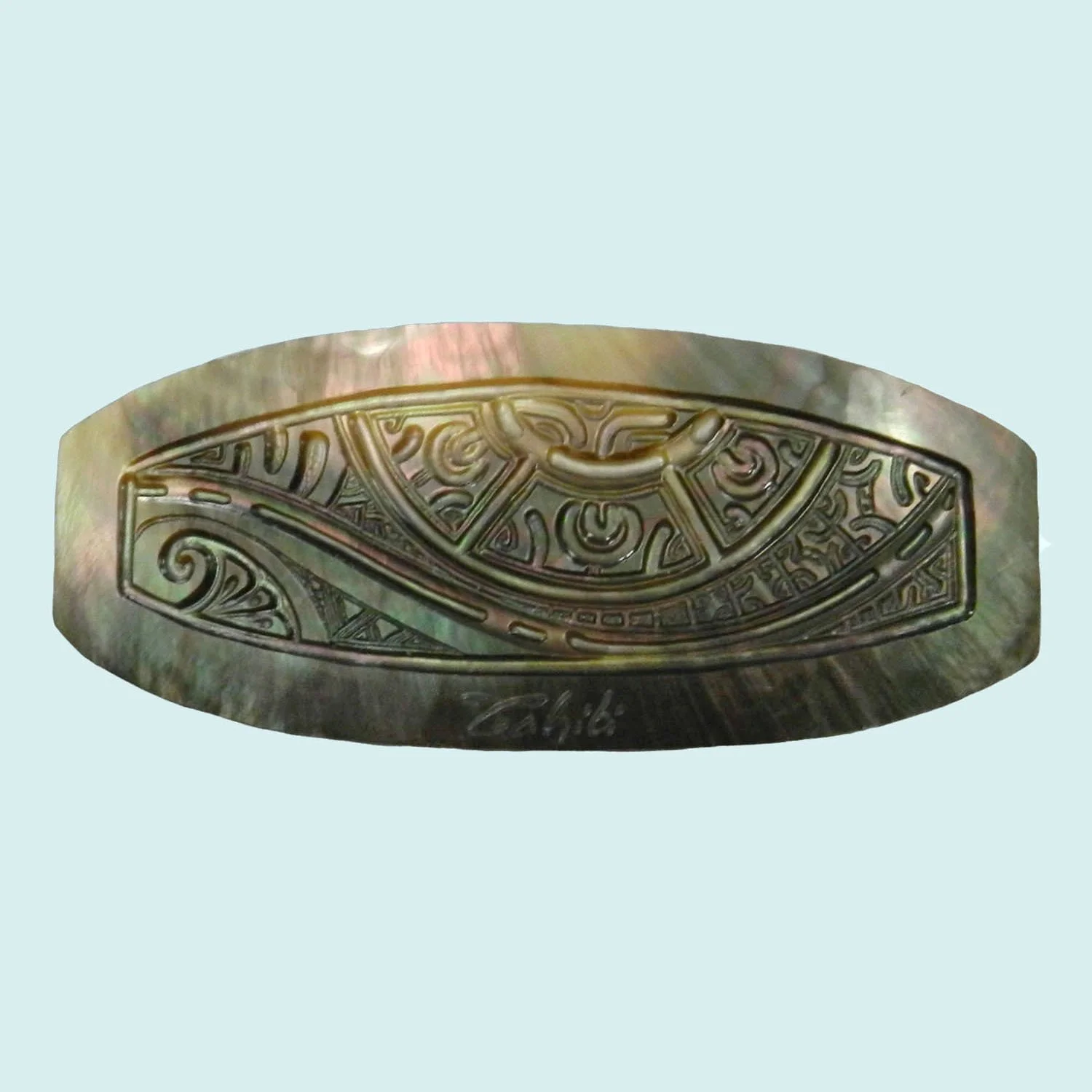 Barrette en nacre motif maohi et Tahiti || BAN031 — TAHITI SHOP ...