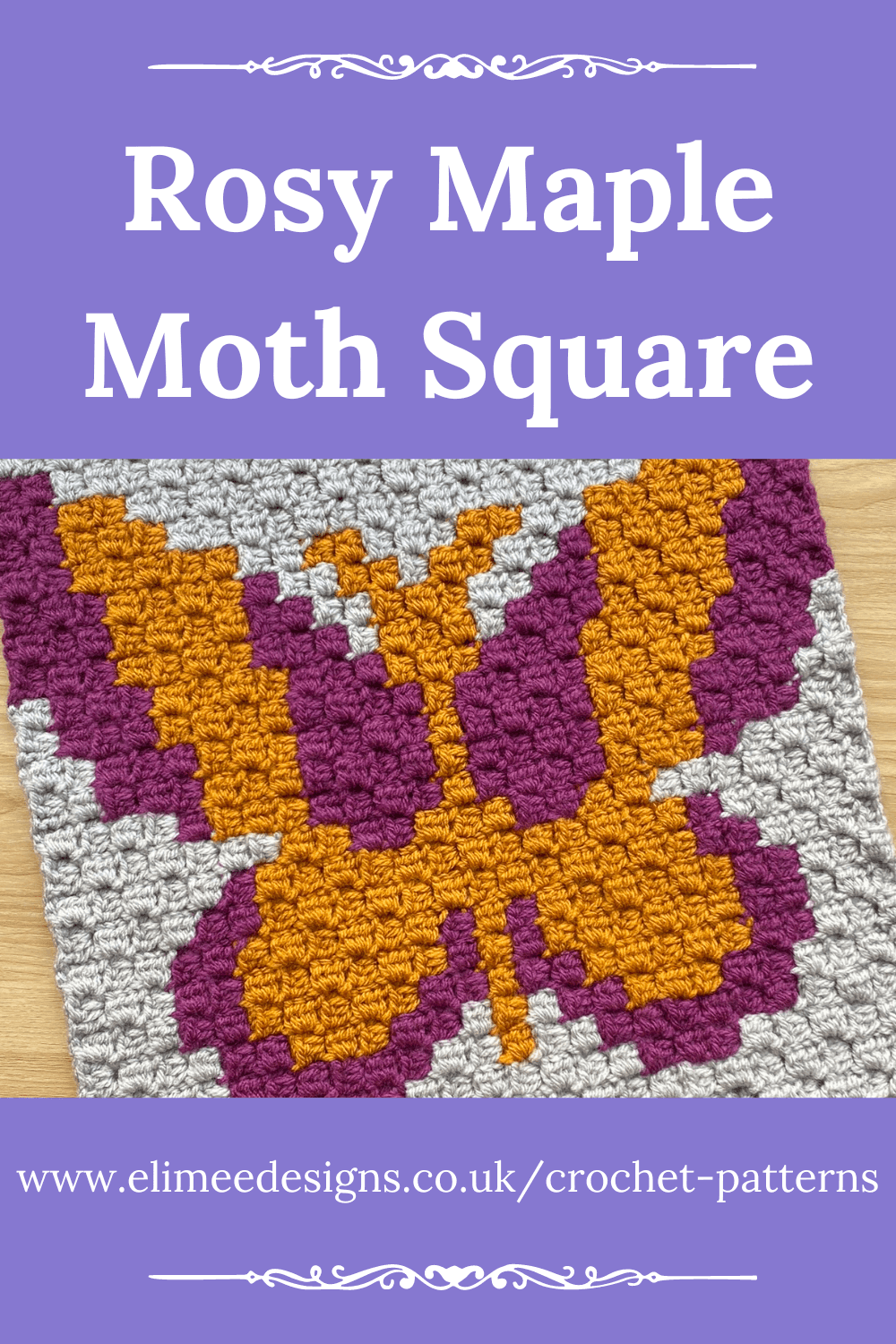 Rosy Maple Moth Square - Crochet Pattern | Elimee Designs | Crochet ...