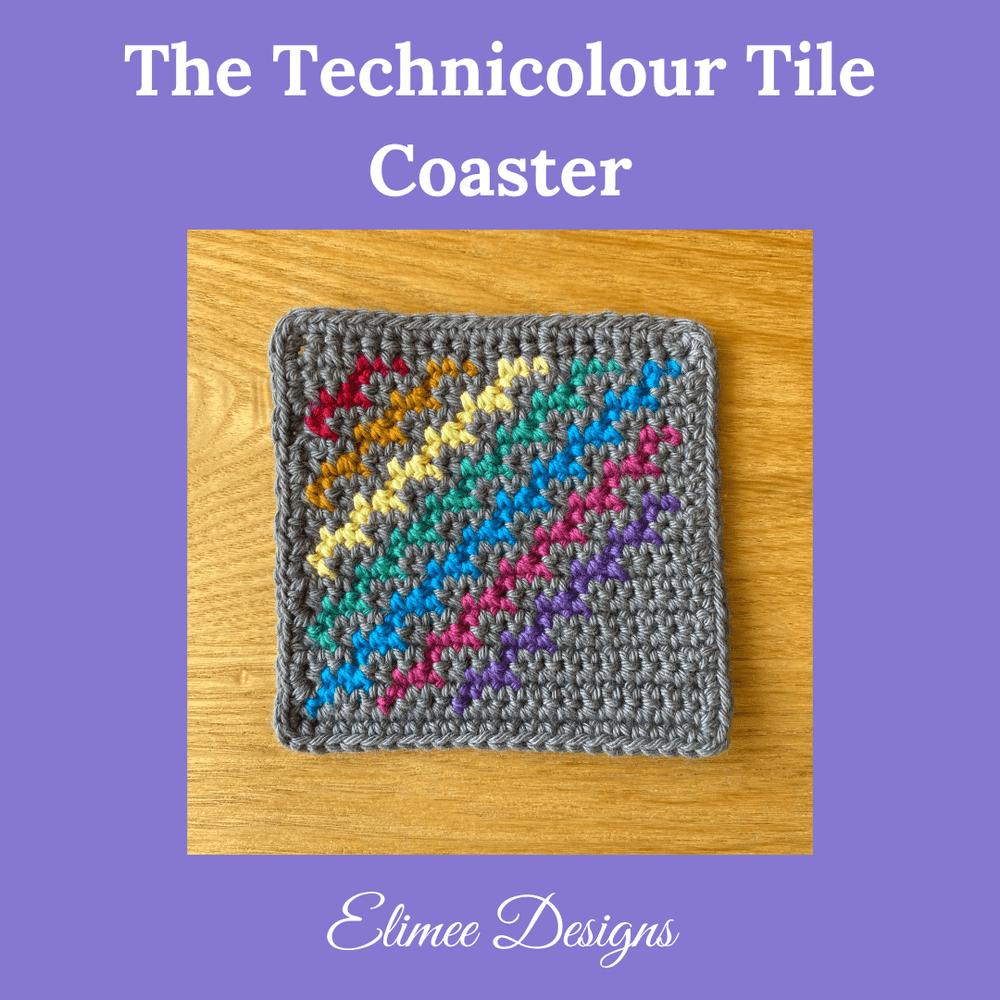 The Technicolour Tile Coaster – Crochet Pattern | Elimee Designs ...