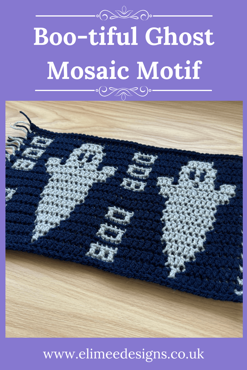 Boo-tiful Ghost Mosaic Motif - Crochet Pattern | Elimee Designs ...