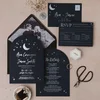 Luna Navy Blue Stars & Moon Celestial Wedding Invitations