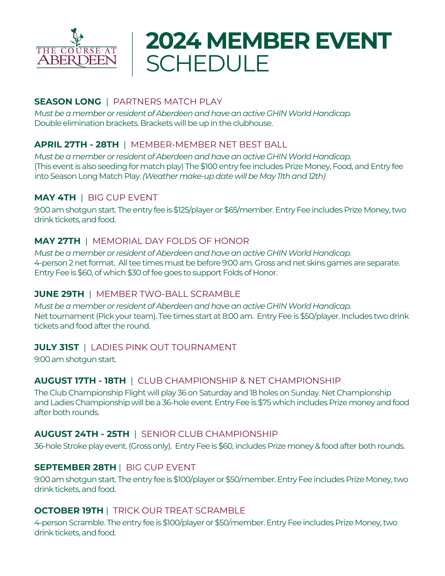 Events & Outings — The Course at Aberdeen