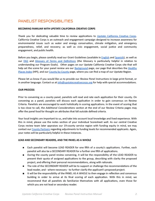 REVIEW PANEL MANUAL — UPSTATE CREATIVE CORPS