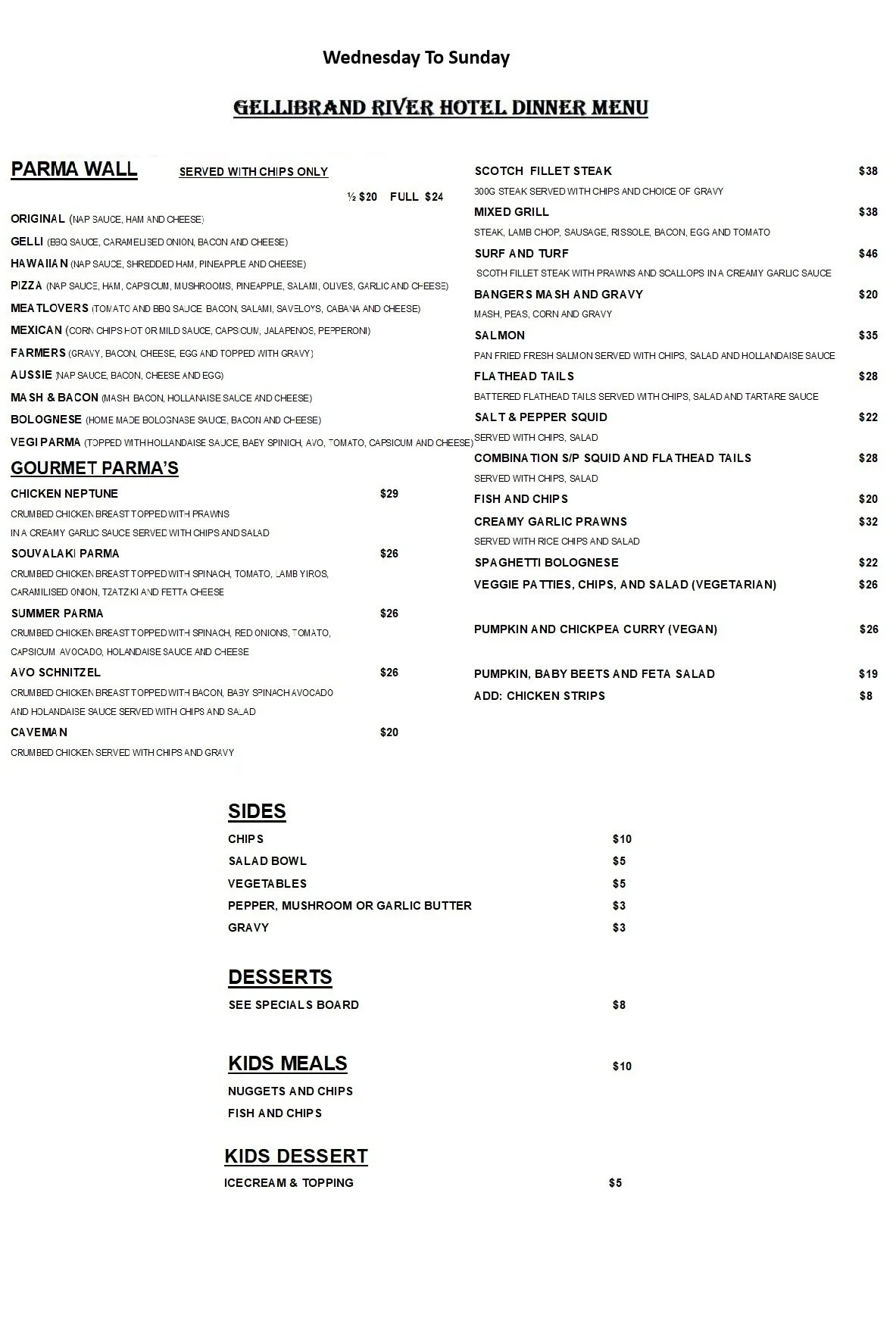 Food — Gellibrand River Hotel