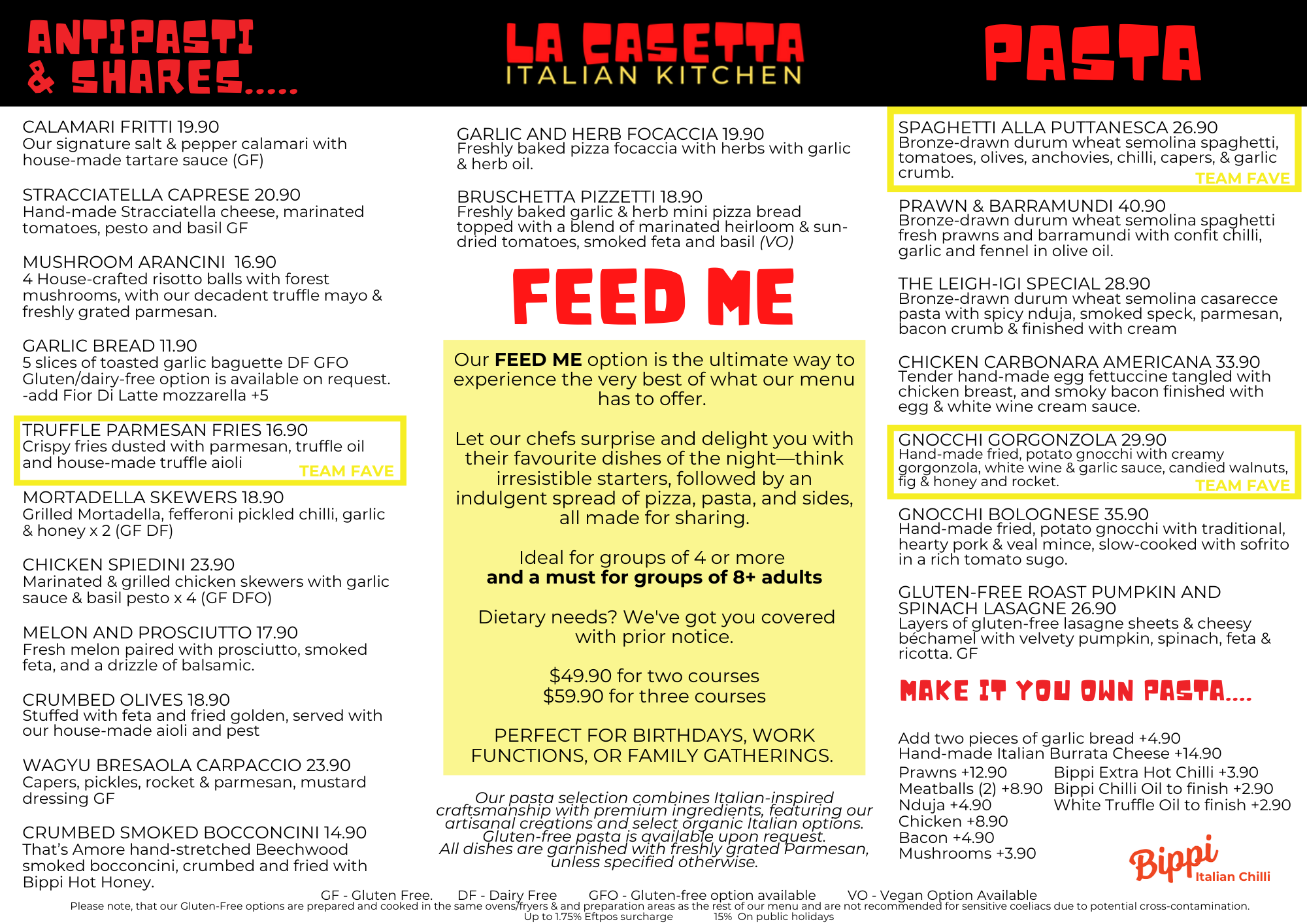 Our Menu — La Casetta Italian Kitchen