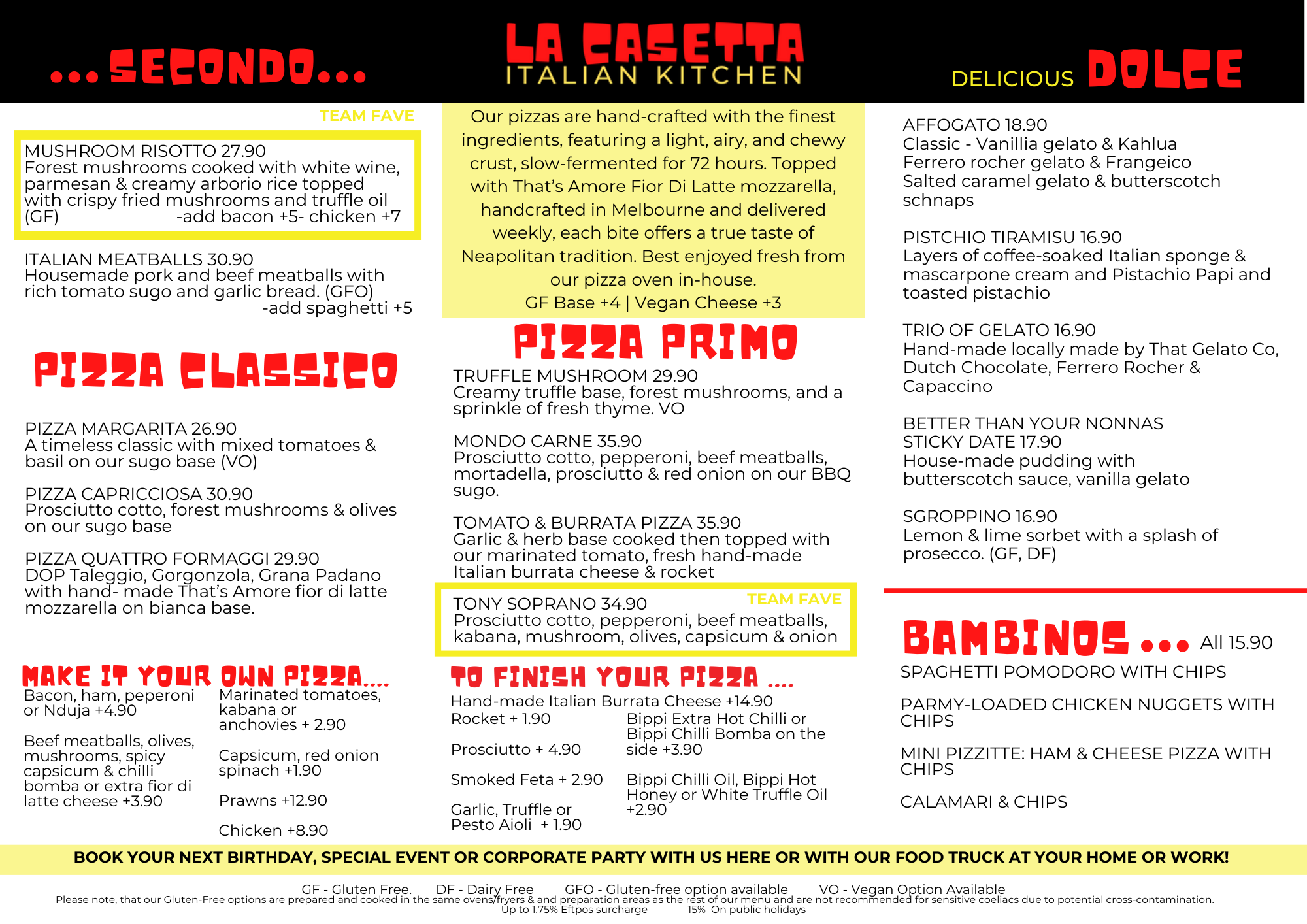 Our Menu — La Casetta Italian Kitchen