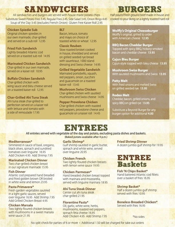 View Menu — Wolffy's Grill