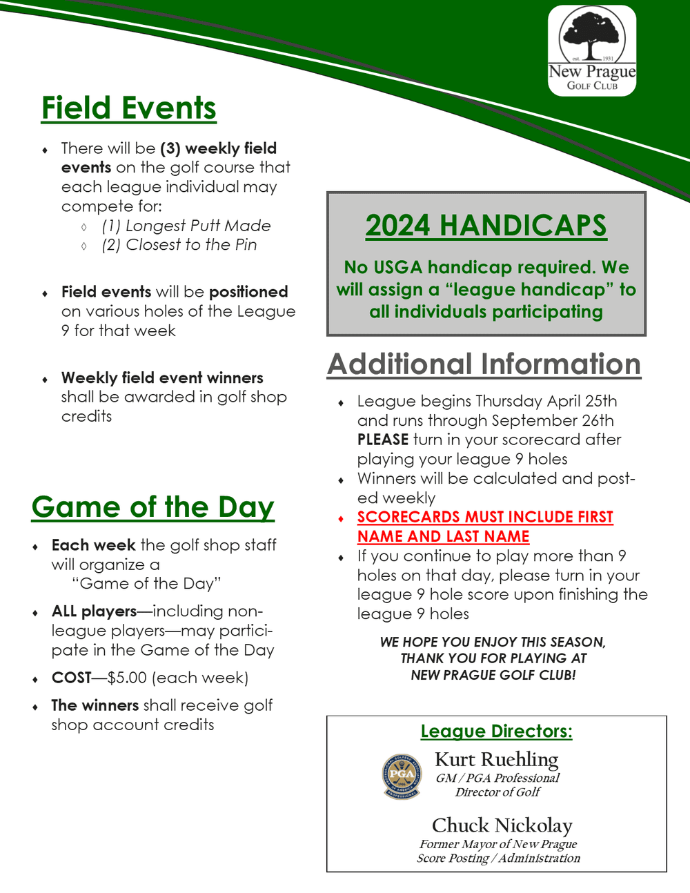 Thursday Men — New Prague Golf Club in New Prague Minnesota ...
