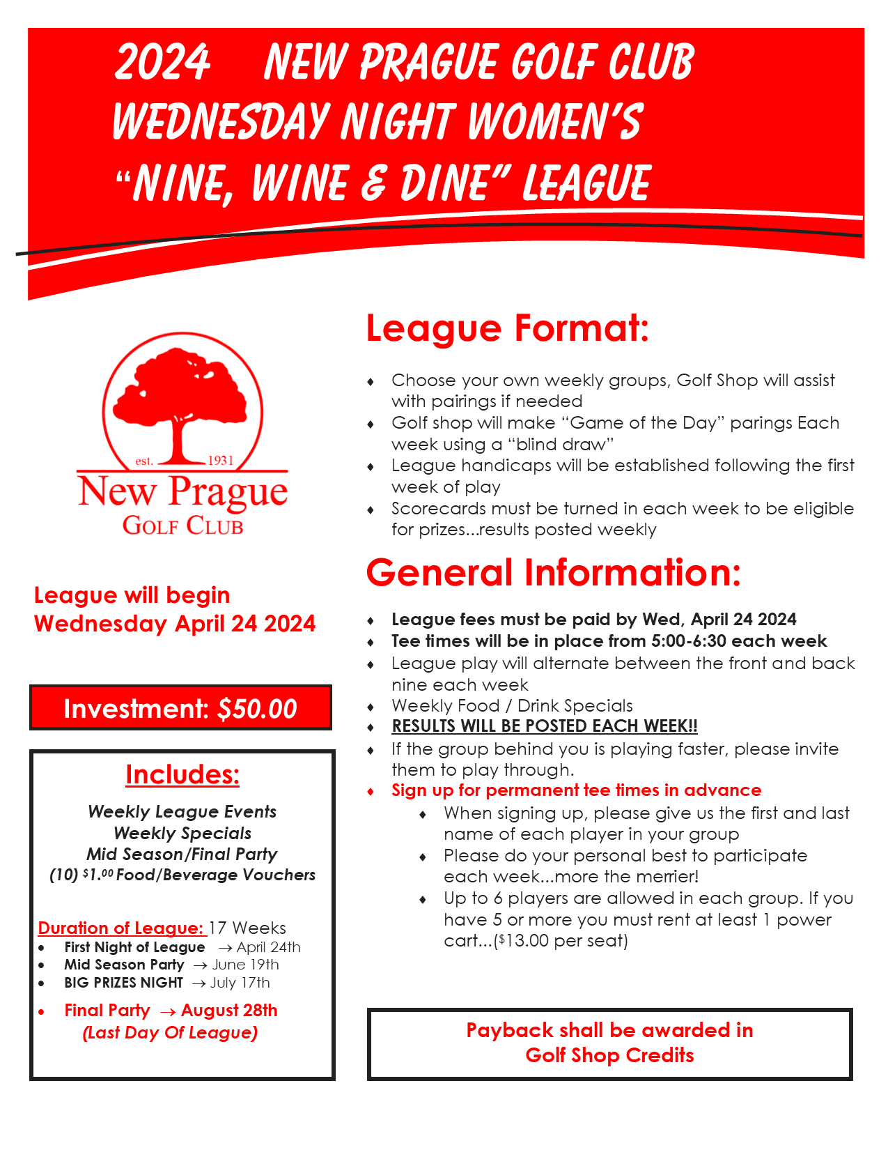 Wednesday Ladies — New Prague Golf Club in New Prague Minnesota ...