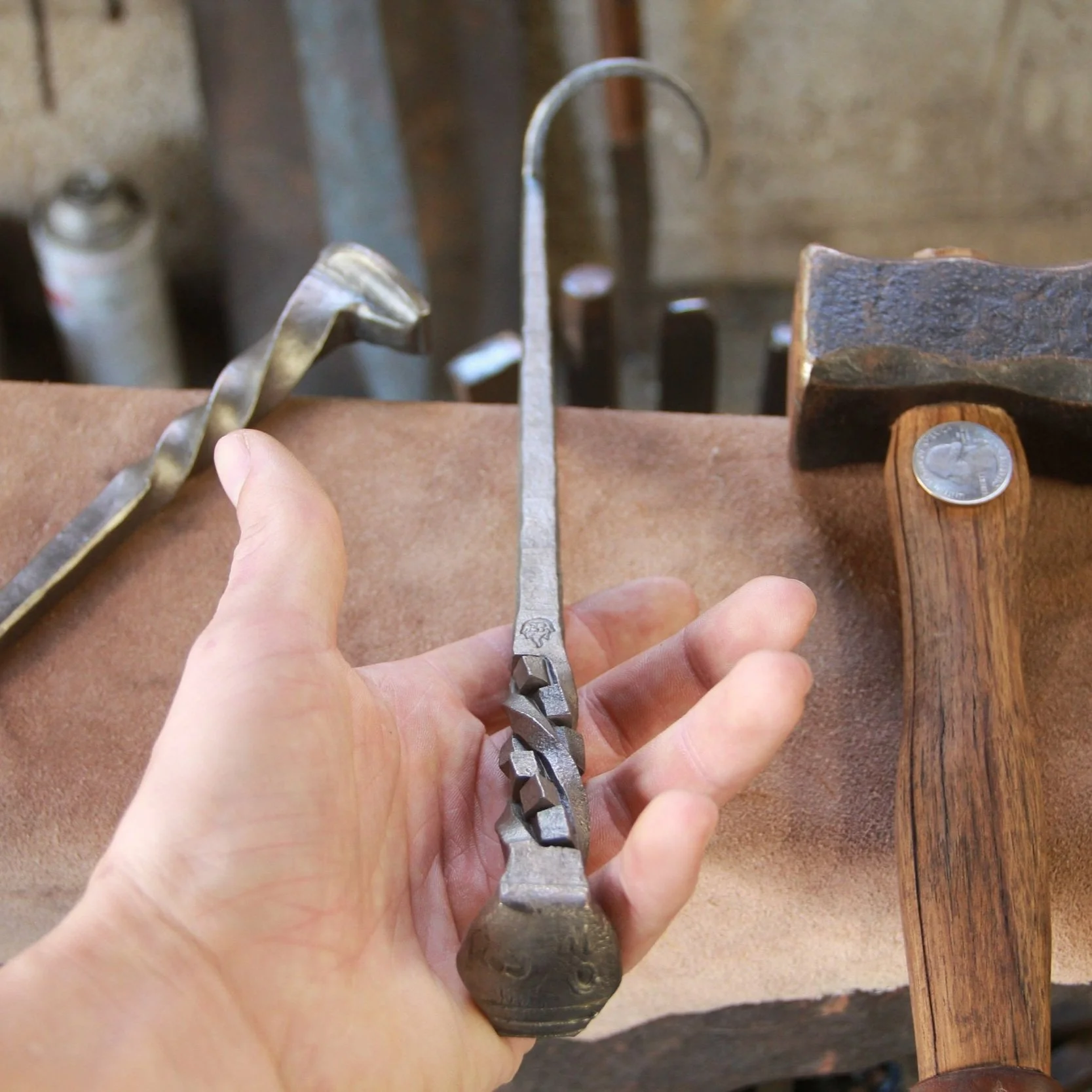 Railroad Spike Steak Flipper — Blazing Ember Forge