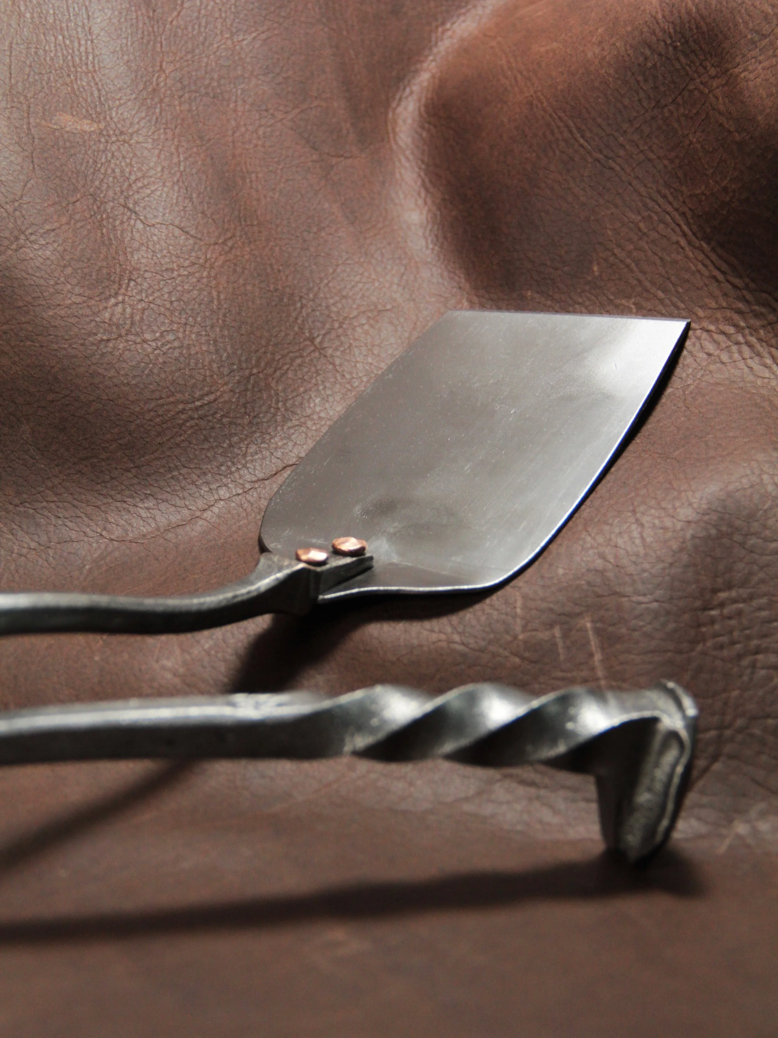 Railroad Spike Steak Flipper — Blazing Ember Forge