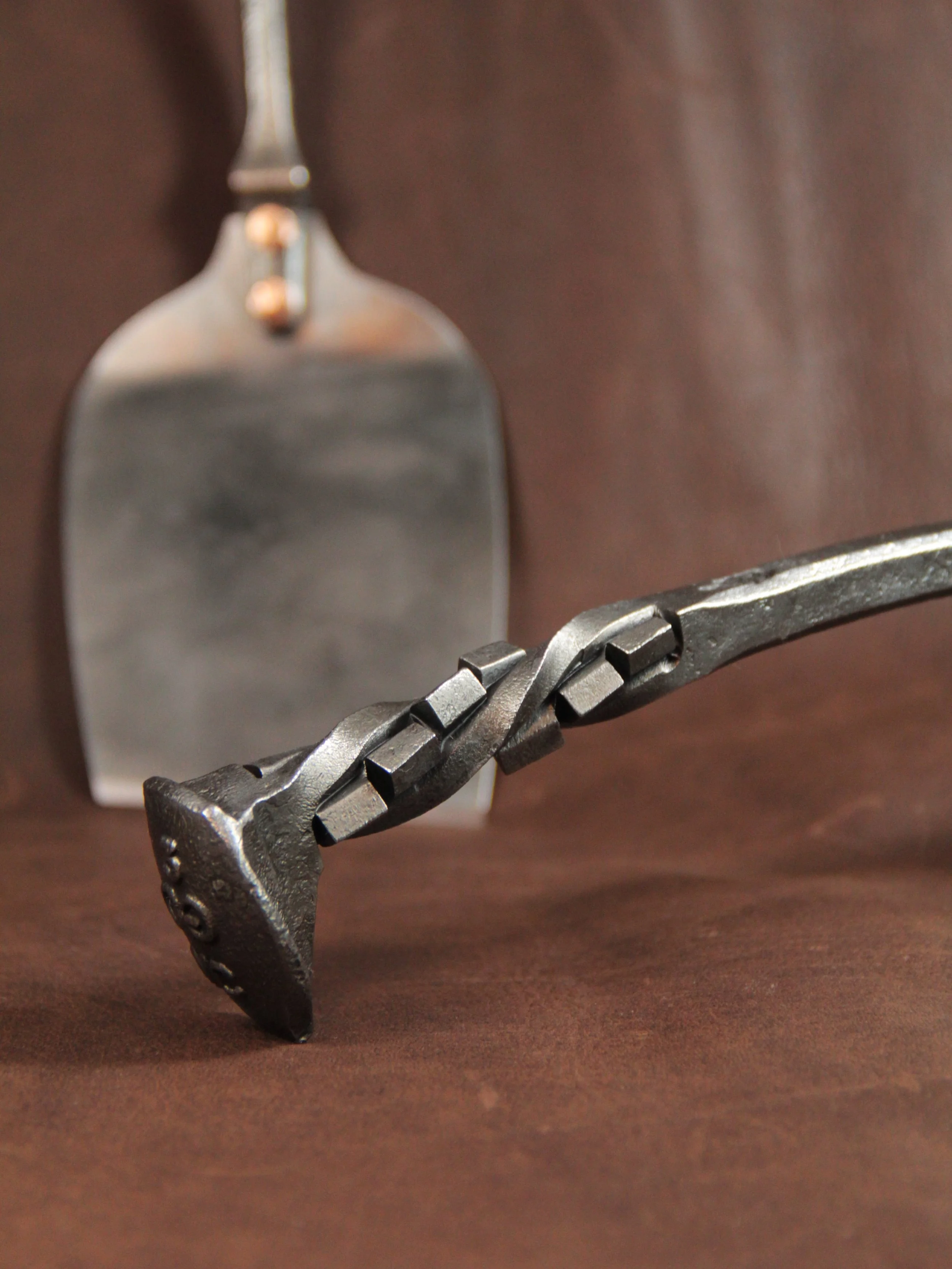 Railroad Spike Steak Flipper — Blazing Ember Forge