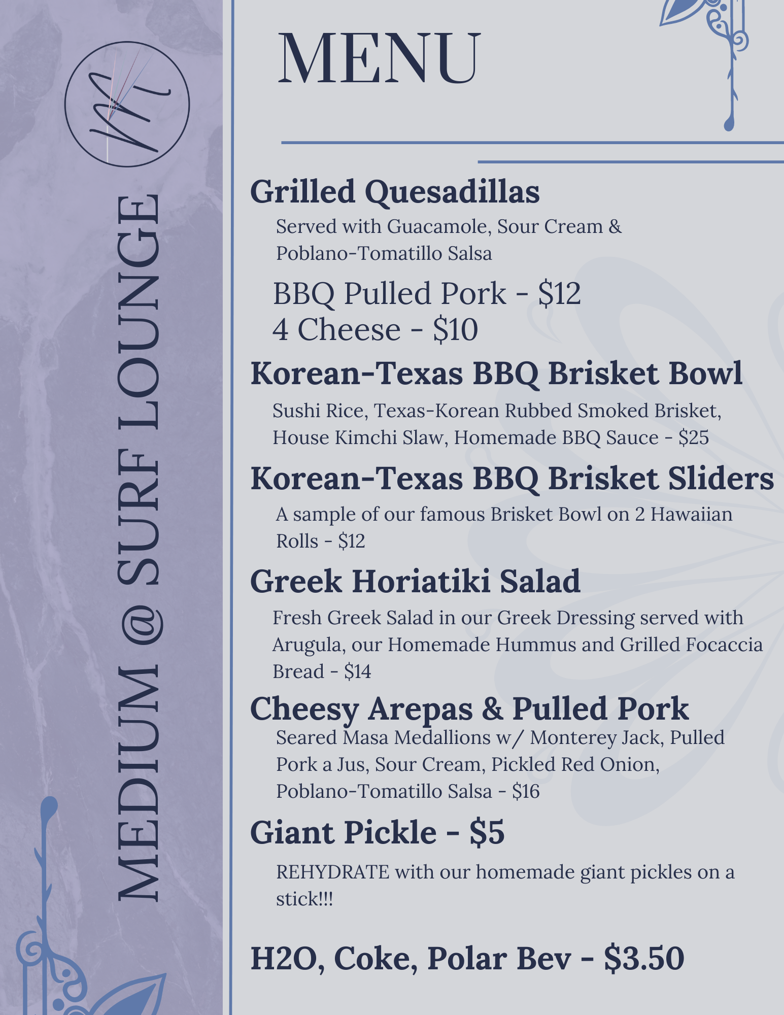 MENU — Medium Foods