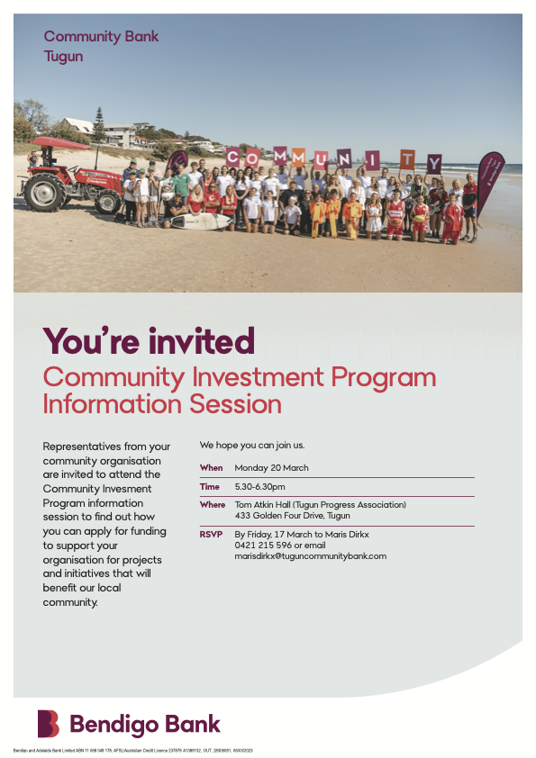 Community Bank Tugun and HubbleGC — Tom Atkin Hall