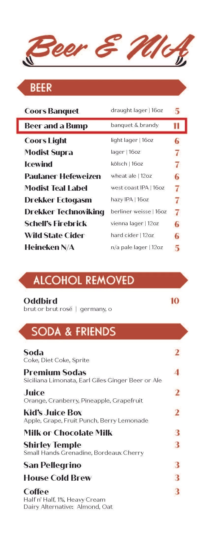 Drink Menu — Nova Eatery & Supper Club