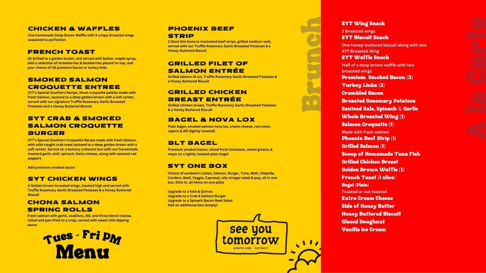 Our Menu — See You Tomorrow TM