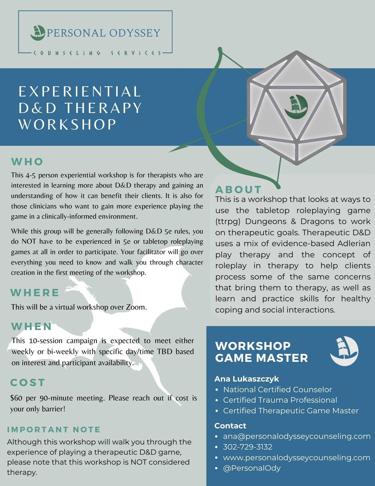 Workshops — Personal Odyssey Counseling Services, LLC