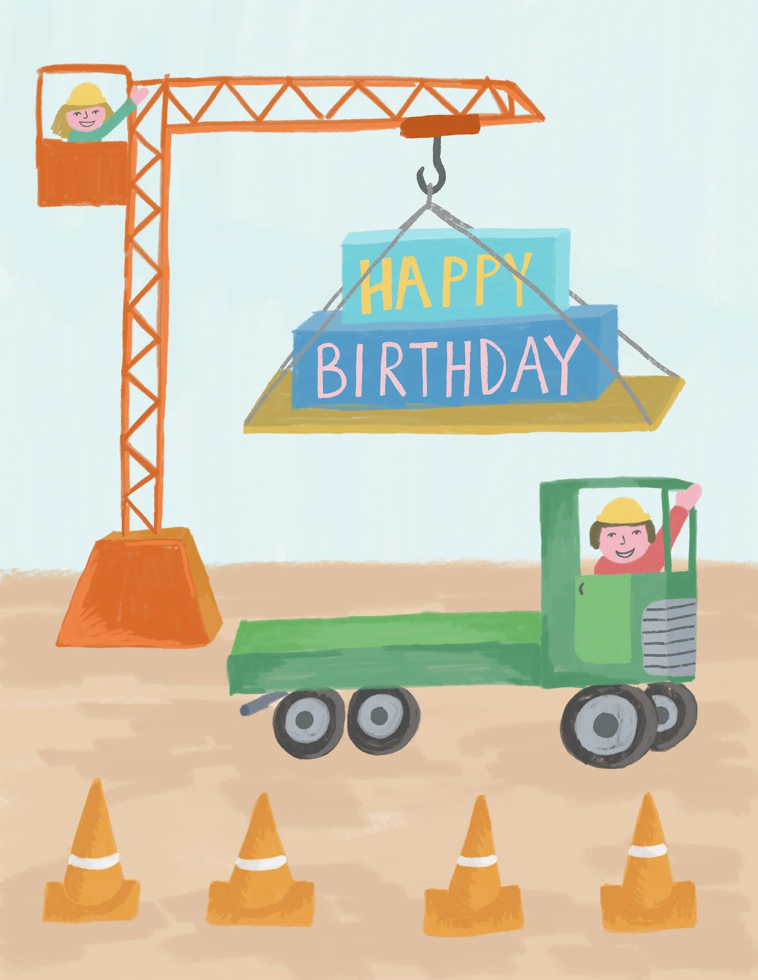 Happy Birthday Construction Truck Cartoon 18 Inch Qualatex Birthday
