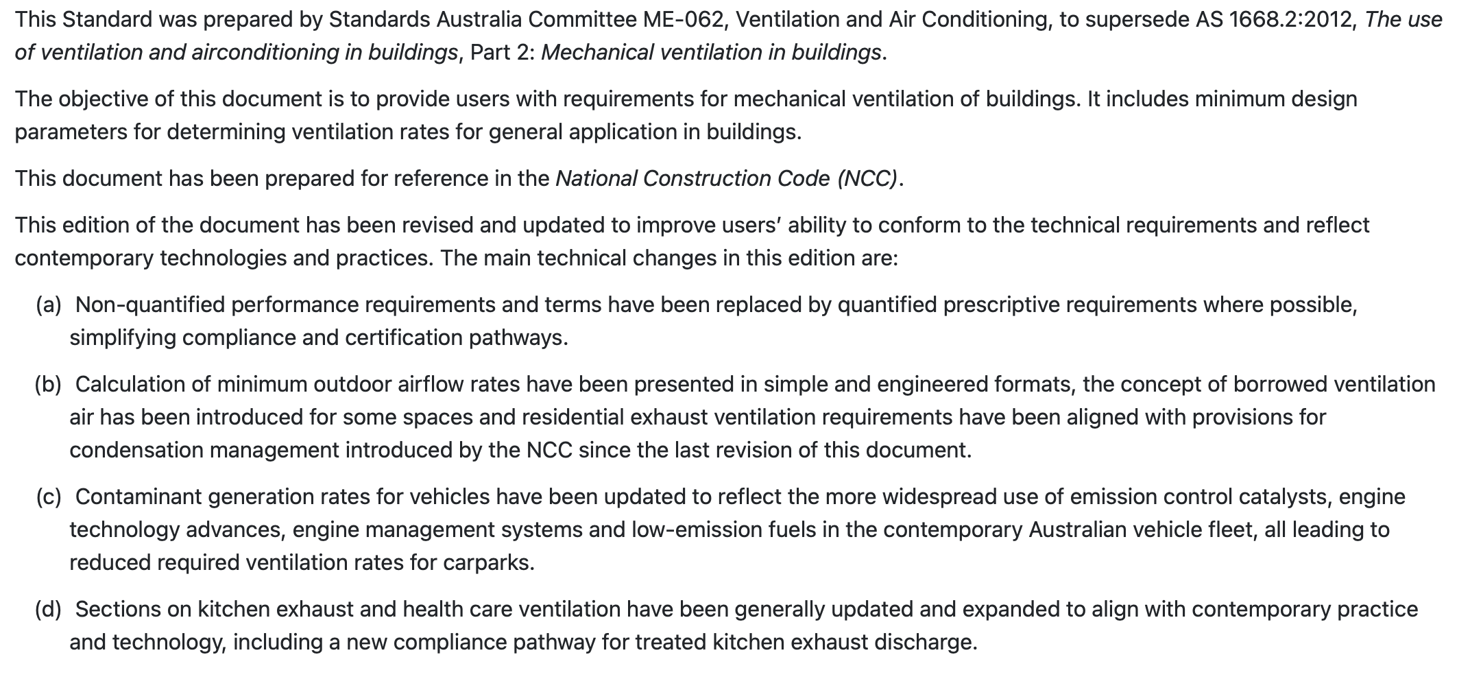 Public Consultation: Proposed Amendments to AS 1668.2:2023—The Use of ...