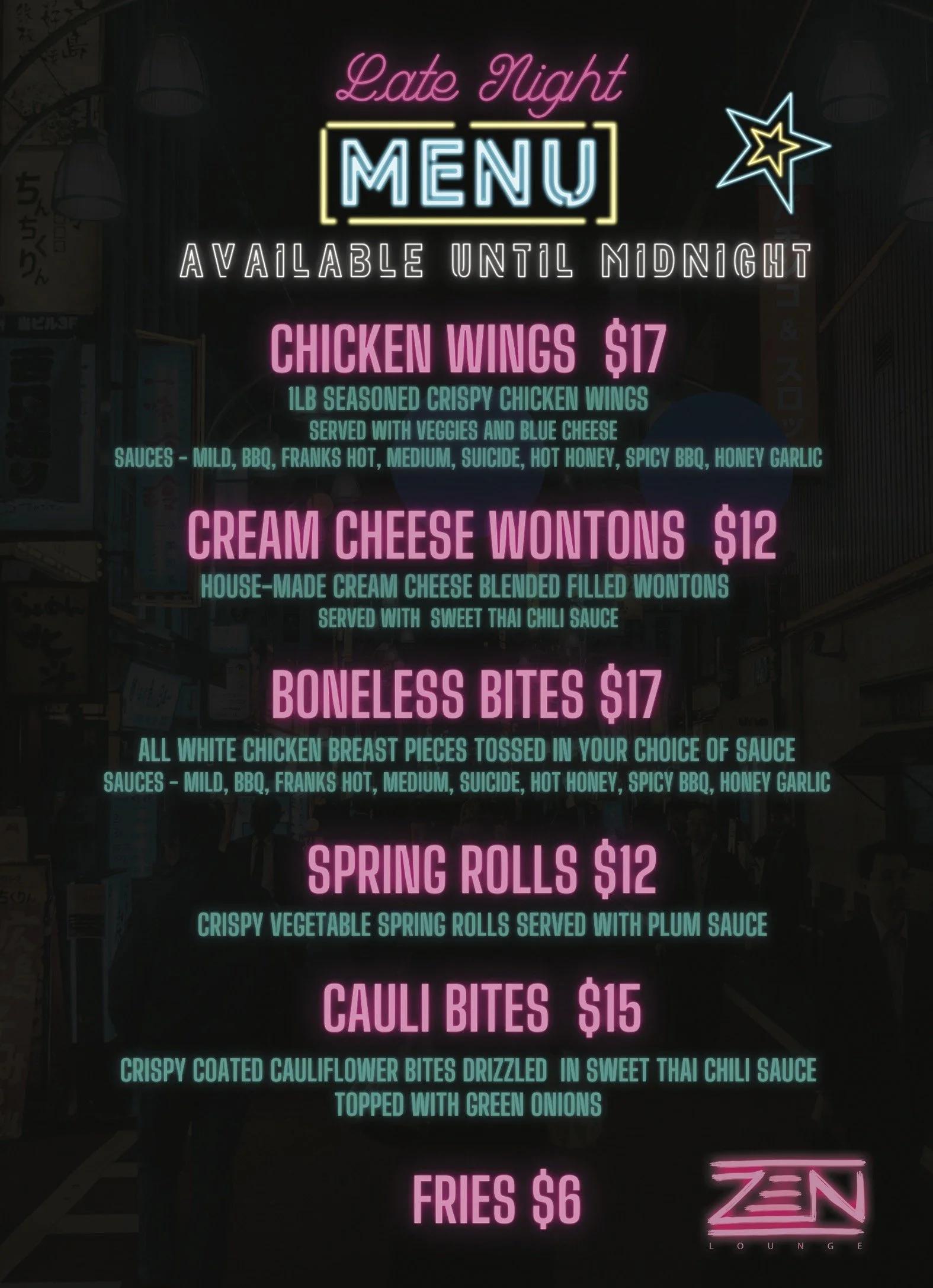 MENUS — ZEN HAMILTON