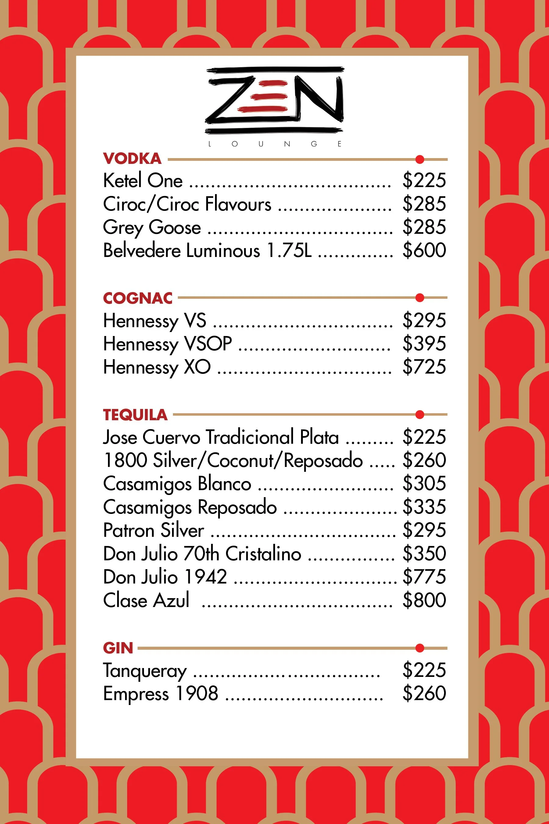 MENUS — ZEN HAMILTON