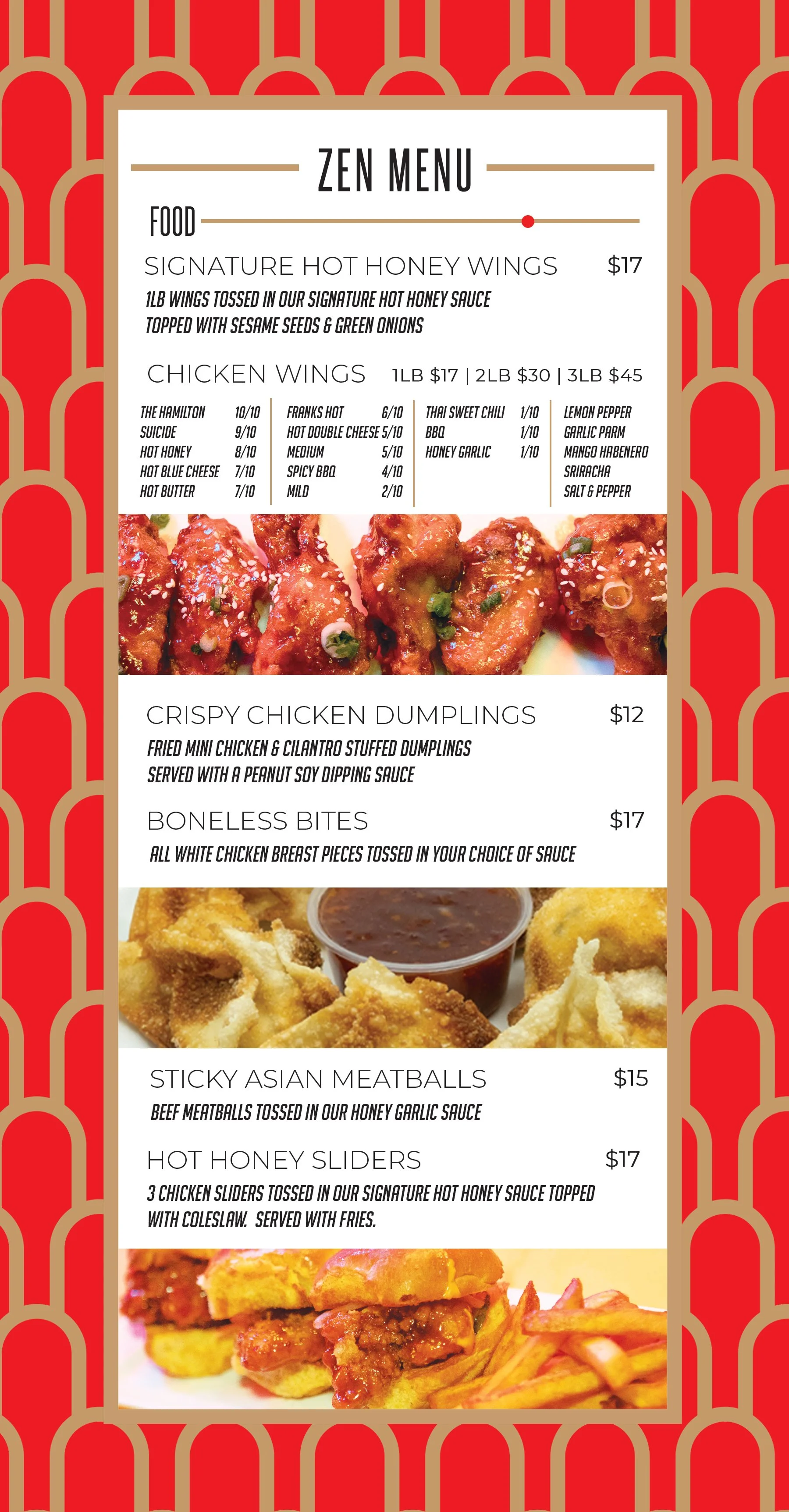 MENUS — ZEN HAMILTON