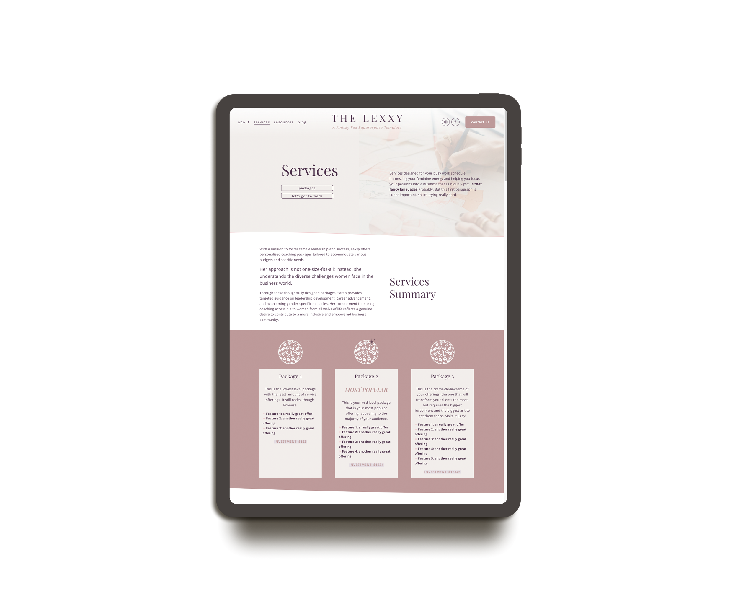 Lexxy Squarespace Website Template — Finicky Fox Design