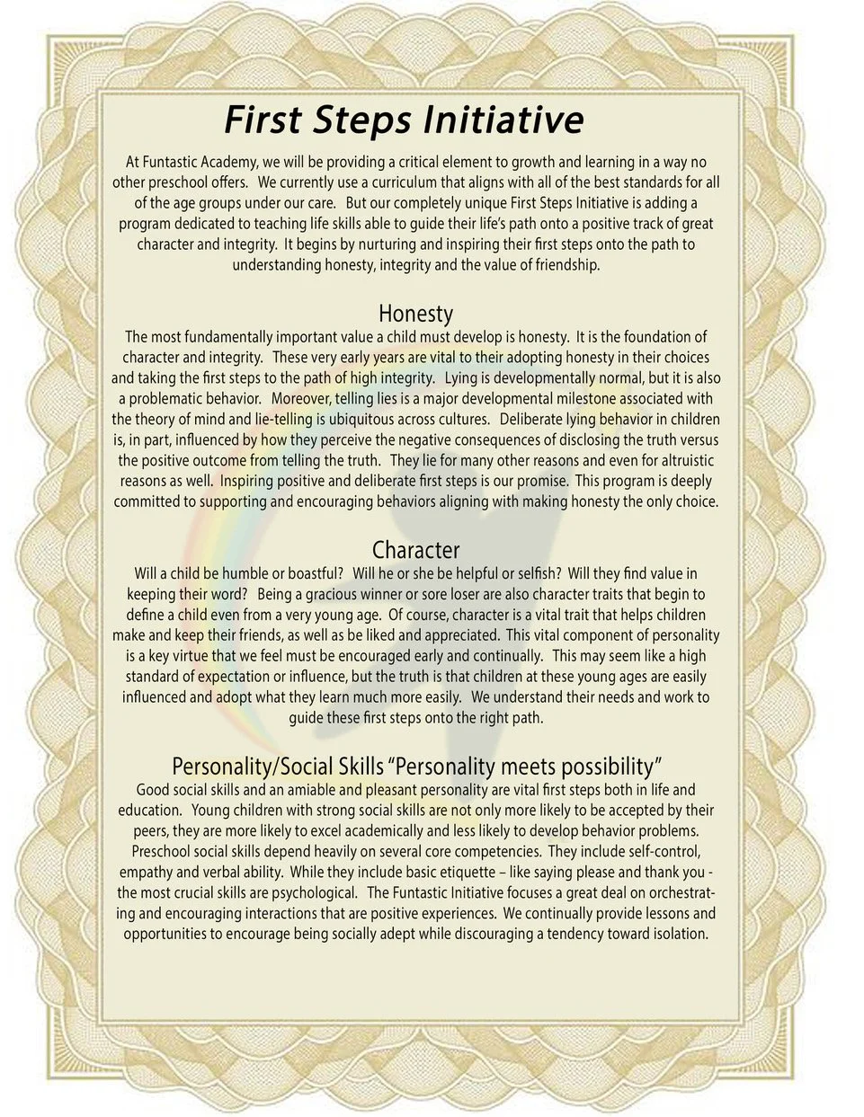 Our First Steps Initiative — Funtastic Learning Academy