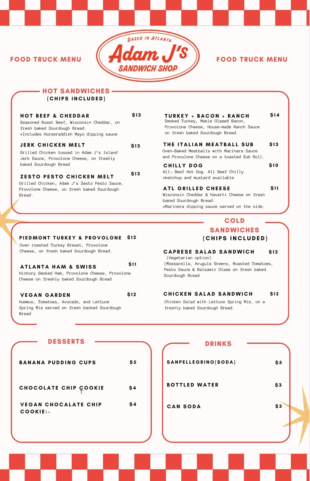 FOOD TRUCK — Adam J's Sandwich Shop