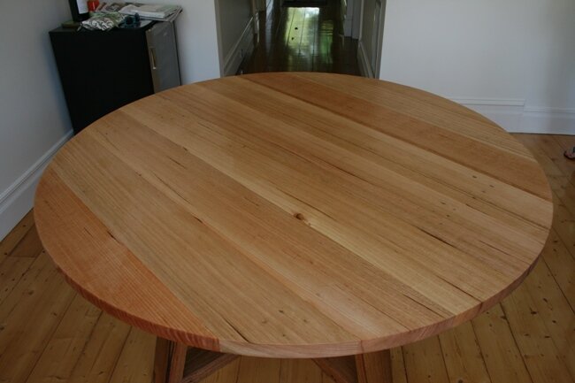 Recycled timber round dining table