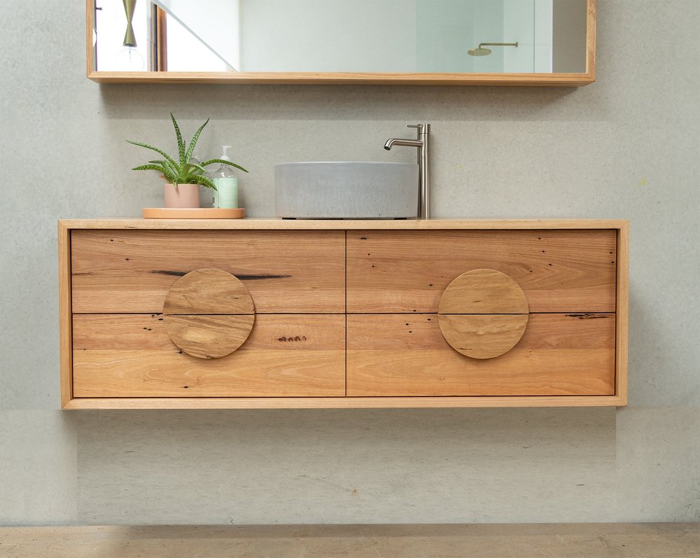 Melbourne custom recycled timber vanity | torquay sustainable timber vanity
